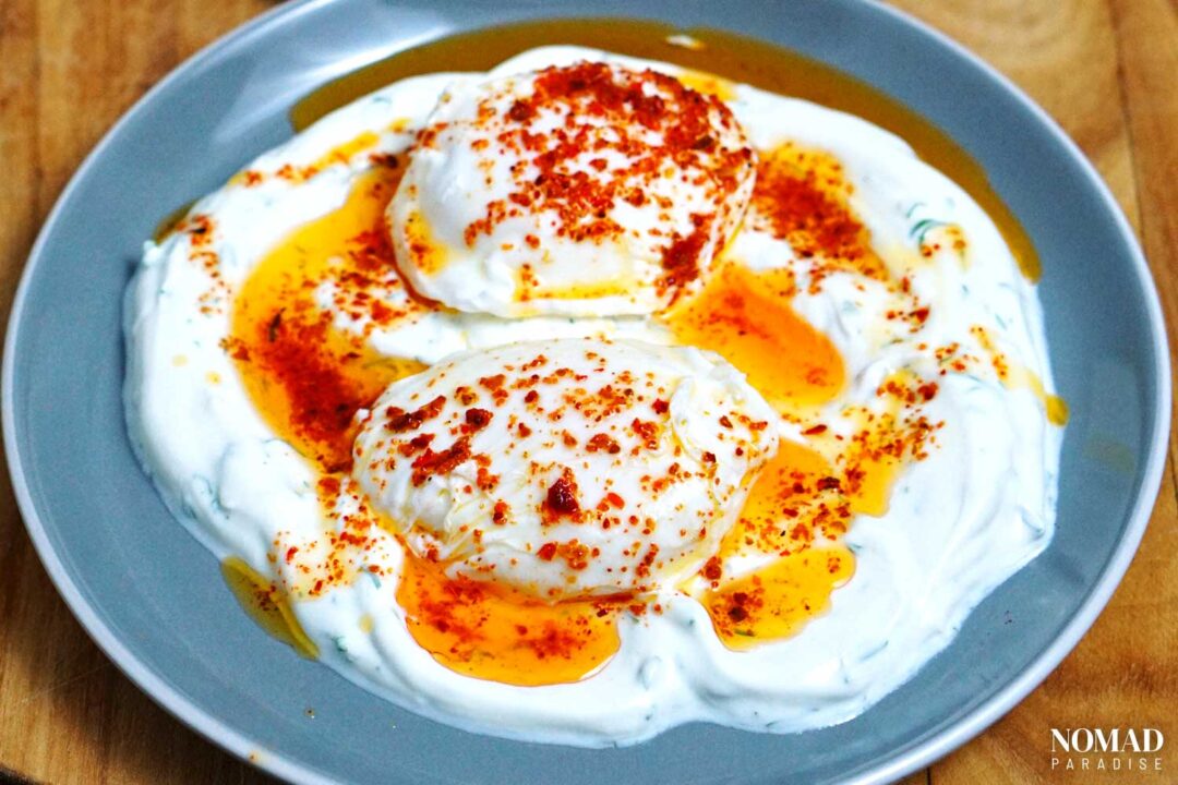 Velvety Turkish Poached Eggs with Yogurt Recipe (Cilbir)