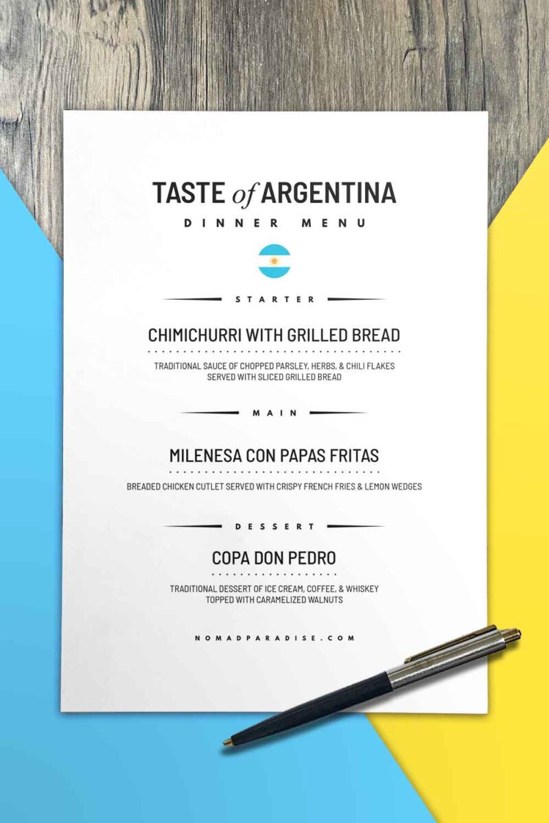 Argentinian-Inspired Dinner Menu